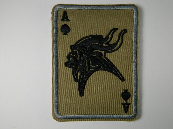 Tan & Black Viking Warrior Ace of Spades Embroidery Patch | Etsy