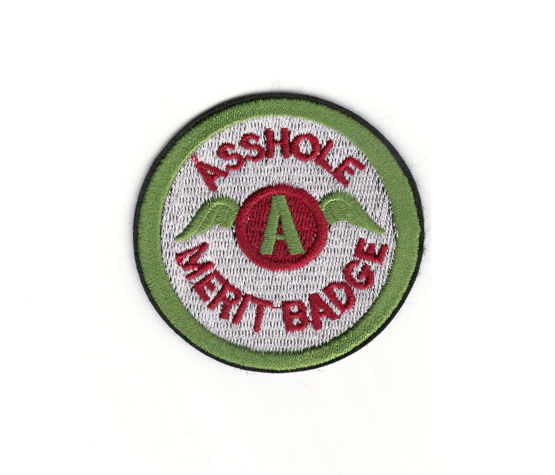 Iron On Pink Green Asshole Merit Badge Military Style Embroidery