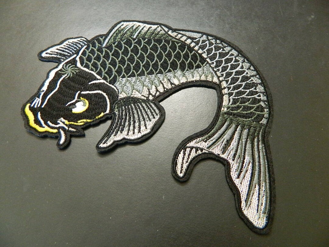 Huge Black & Silver Koi Fish Back Embroidery Patch - Spiritual Fantasy ...