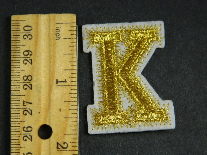 Gold and White Varsity Letters Embroidery Patch Abcs School - Etsy