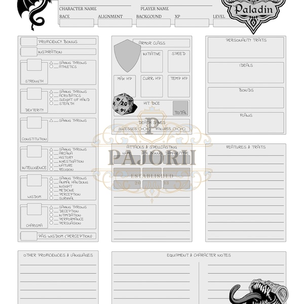 Dnd Character Sheet Ranger - Etsy