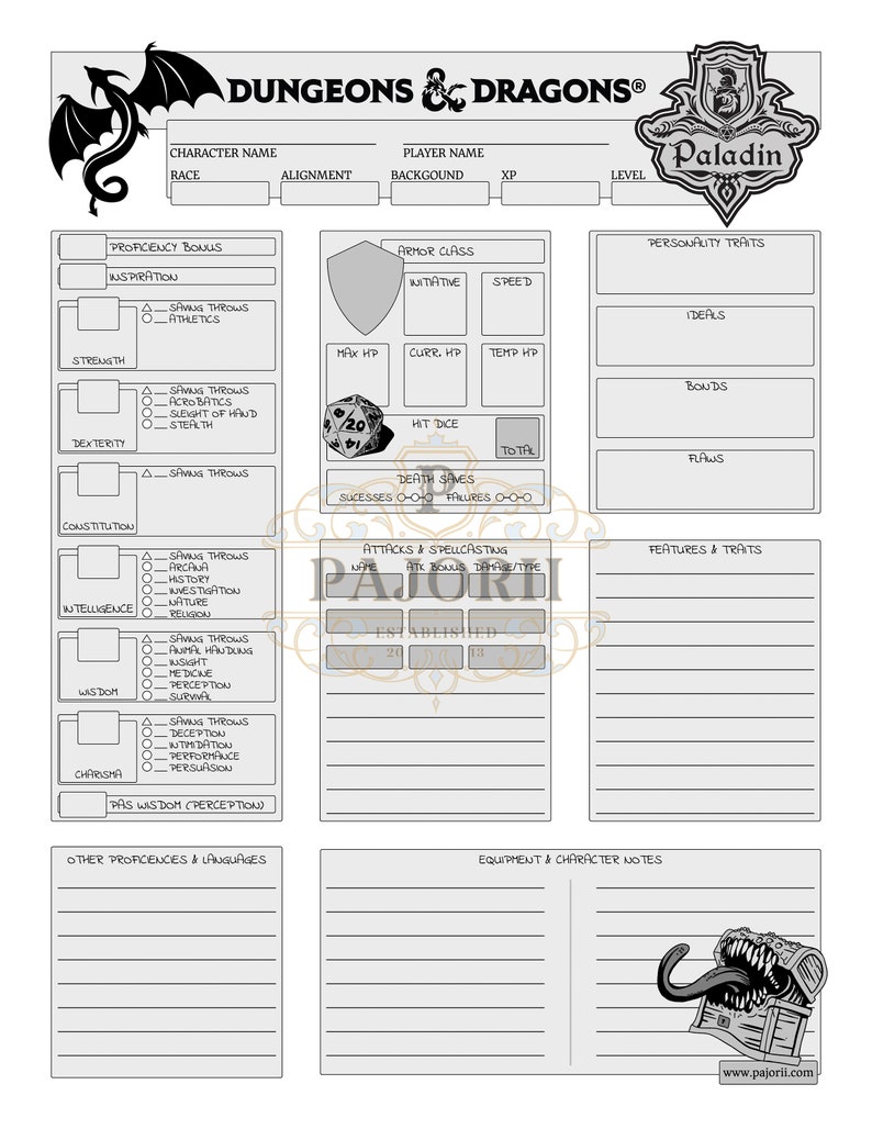 Dungeons & Dragons 5E Ranger Character Sheet 2 Sided Digital - Etsy