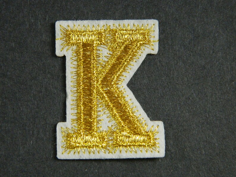 Gold and White Varsity Letters Embroidery Patch Abcs School - Etsy