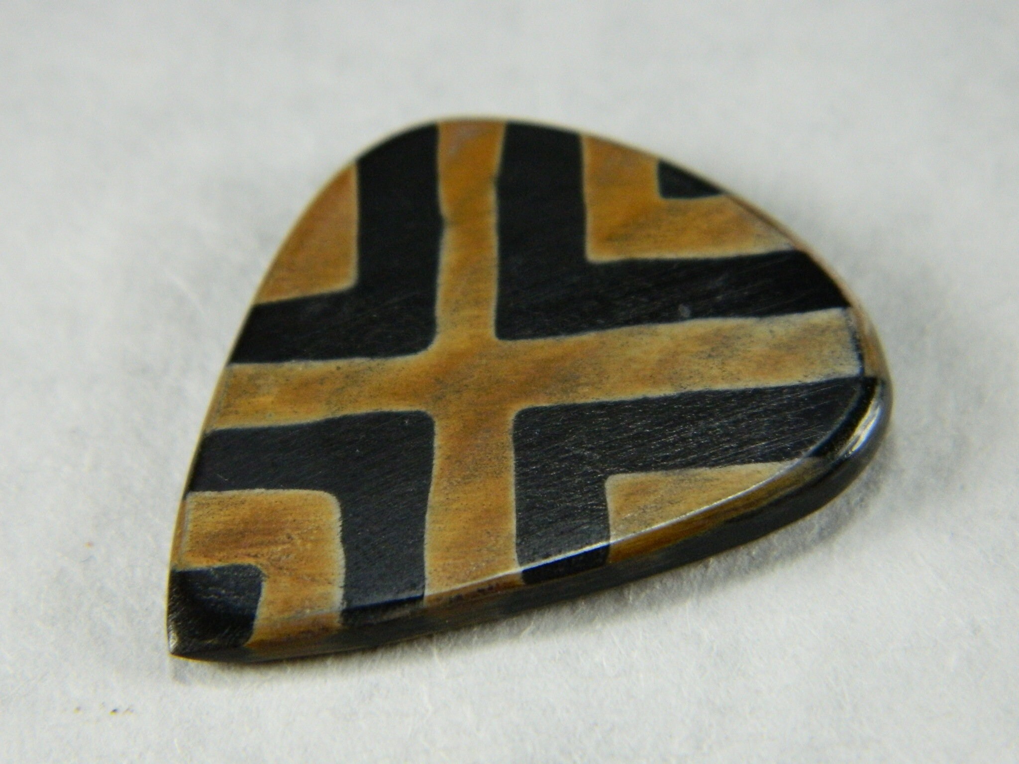 Buffalo Horn Guitar Pick Cross Section Brown & Black Cross | Etsy