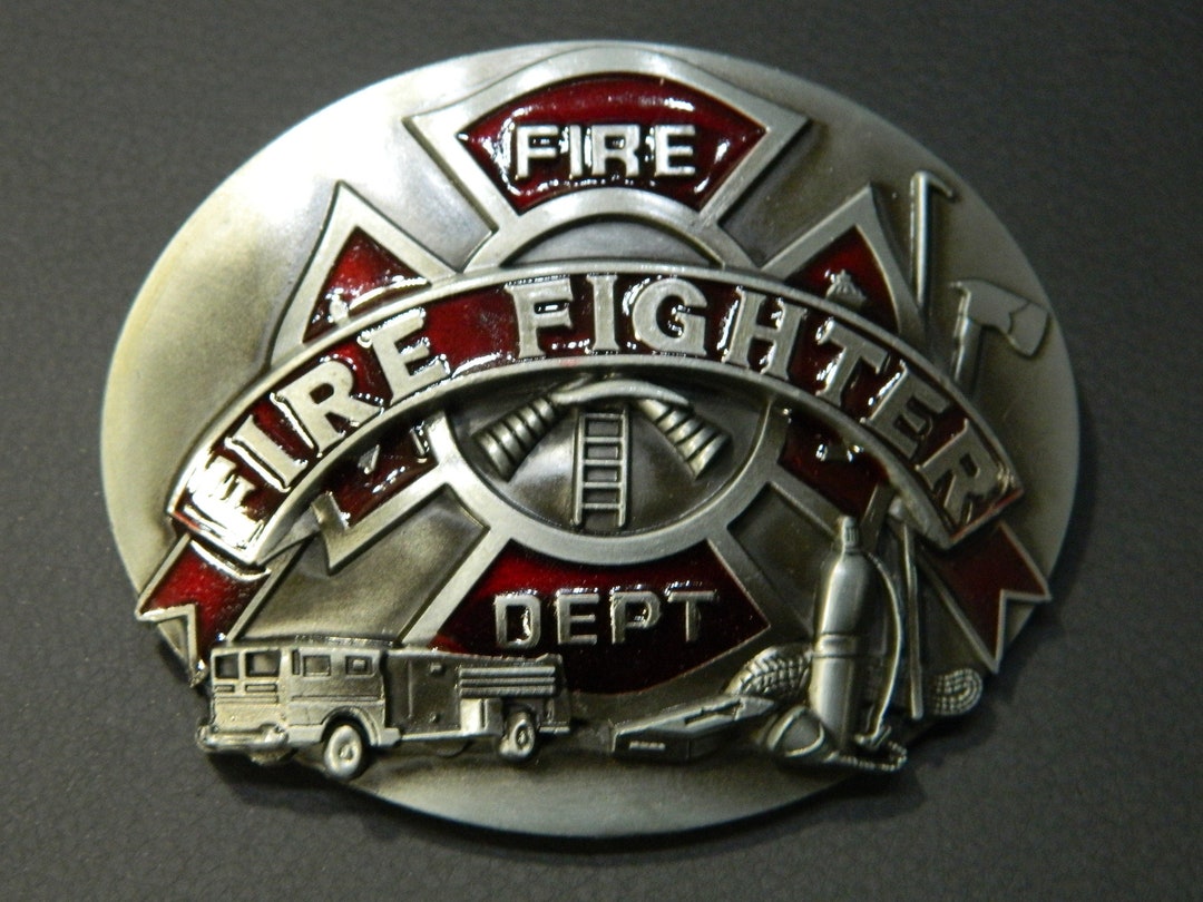 V2 Fire Fighter Fire Department Metal Belt Buckle Firemans Specialty ...