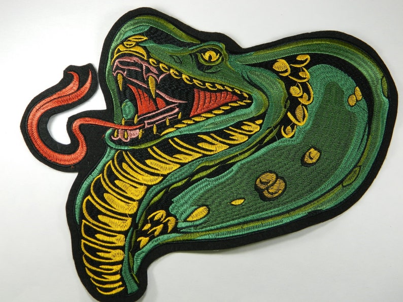 Large Hooded Cobra Iron-on Embroidered Patch - Cobra Head Iron on Patch ...