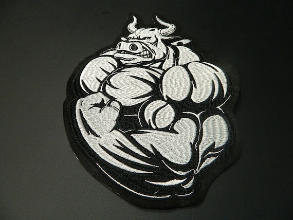 Large Muscled Bull Tuff Body Iron-on Embroidered Patch Big | Etsy