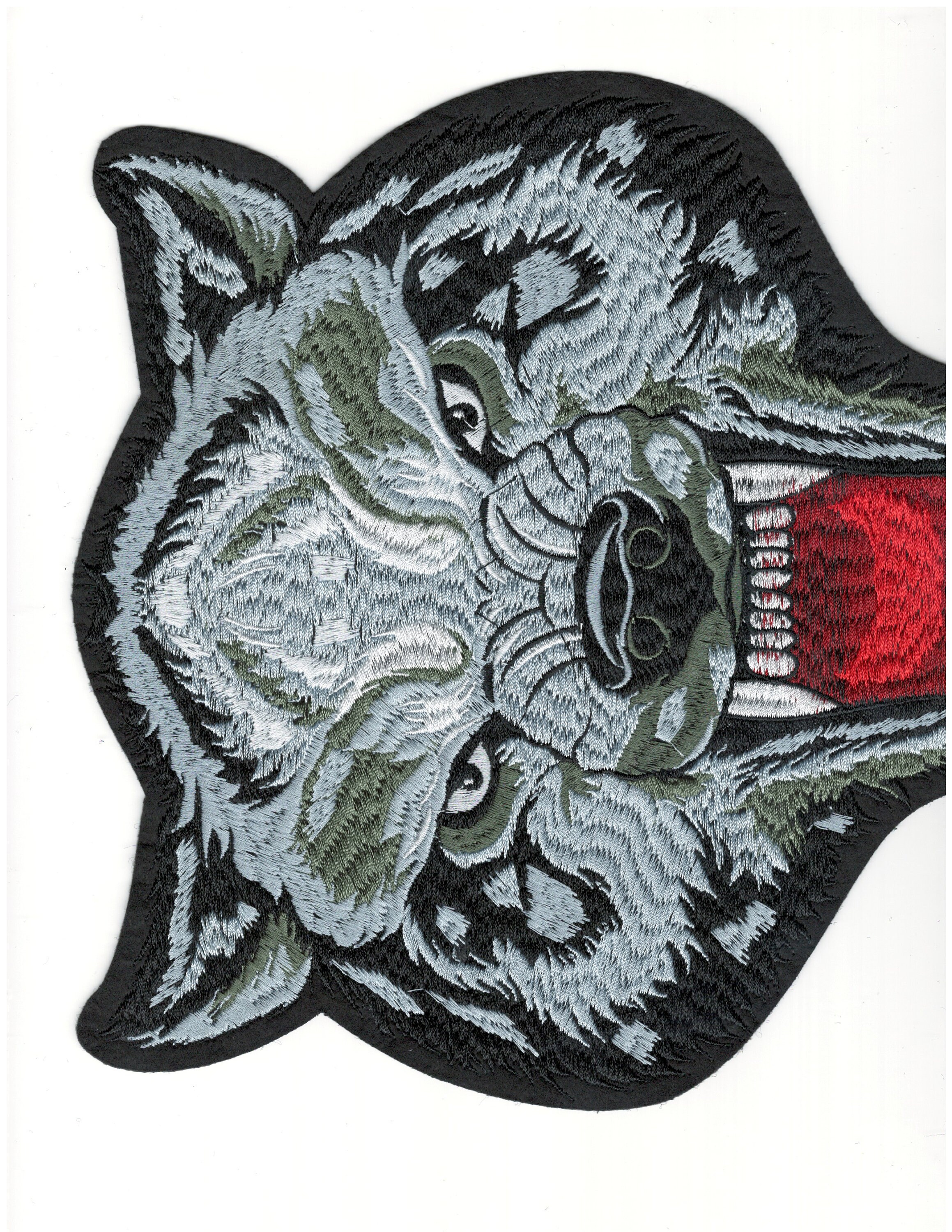 Large Gray Wolf Head Iron-On Embroidered Wolf Patch Big Wolf | Etsy