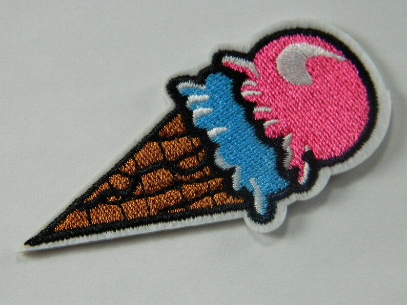Small Pink & Ice Cream Cone Embroidery Patch Sweet Treat Ice | Etsy