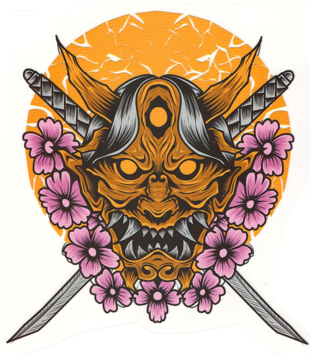Big Samurai Mask Thermal Iron-on Patch- Thermal Vinyl Iron on Patch ...