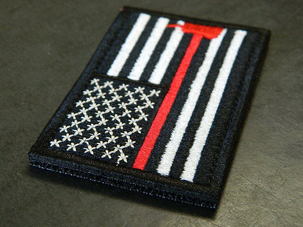 Black White & Red Firefighters Ax Flag Patch Firemen Civil | Etsy