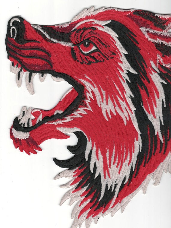 Large Red Wolf Head Sew-on Embroidered Wolf Patch Big Wolf | Etsy