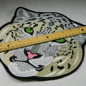 MASSIVE Snow Leopard Iron-on Embroidered Big Cat Leopard Patch - Big ...