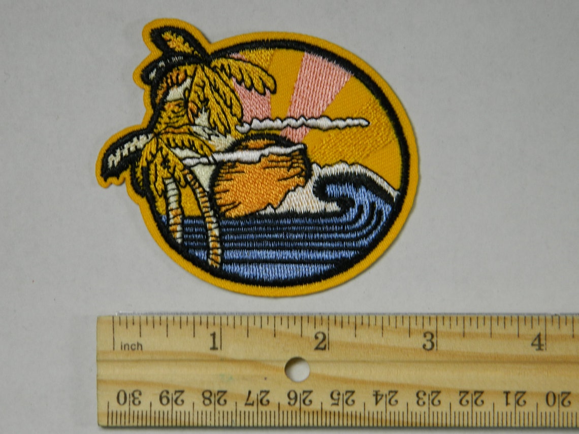 Colorful Beach Ocean Scene Stylized Embroidered Iron-on Patch - Etsy