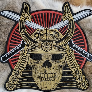 Large Japanese Golden Samurai Iron-on Embroidered Patch - Big Colorful ...