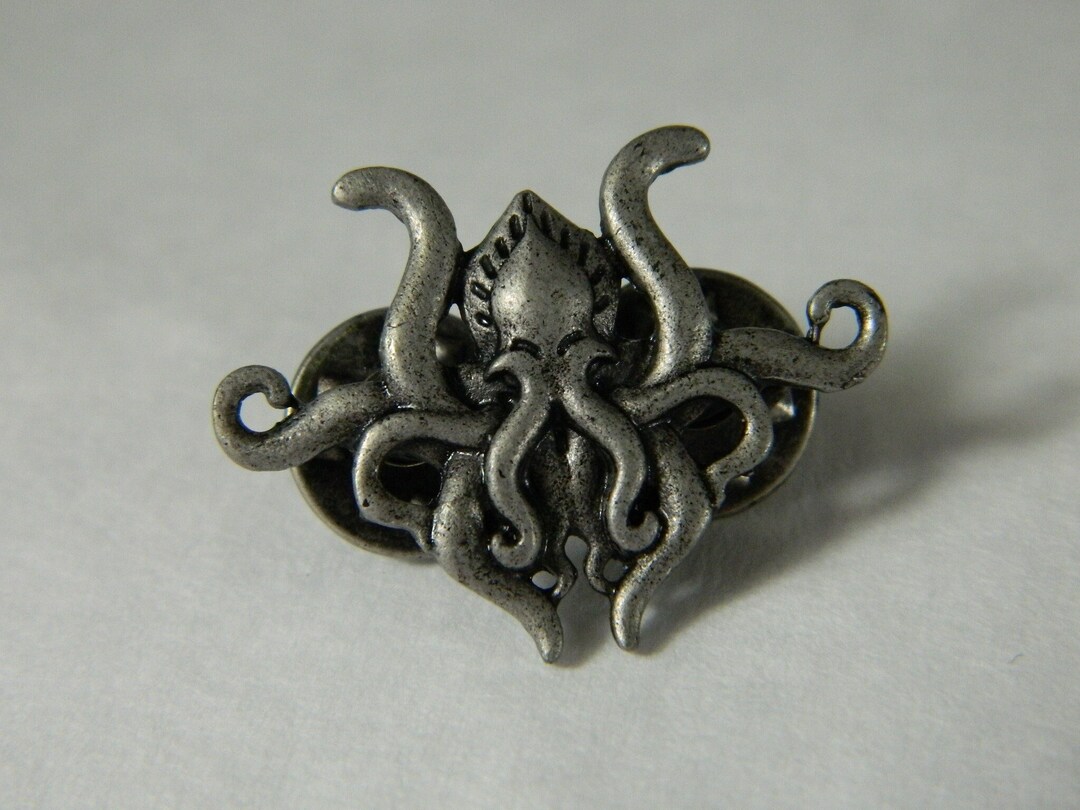 Small Dark Gray and Black Kraken / Cthulhu Octopus Squid Lapel Pin ...