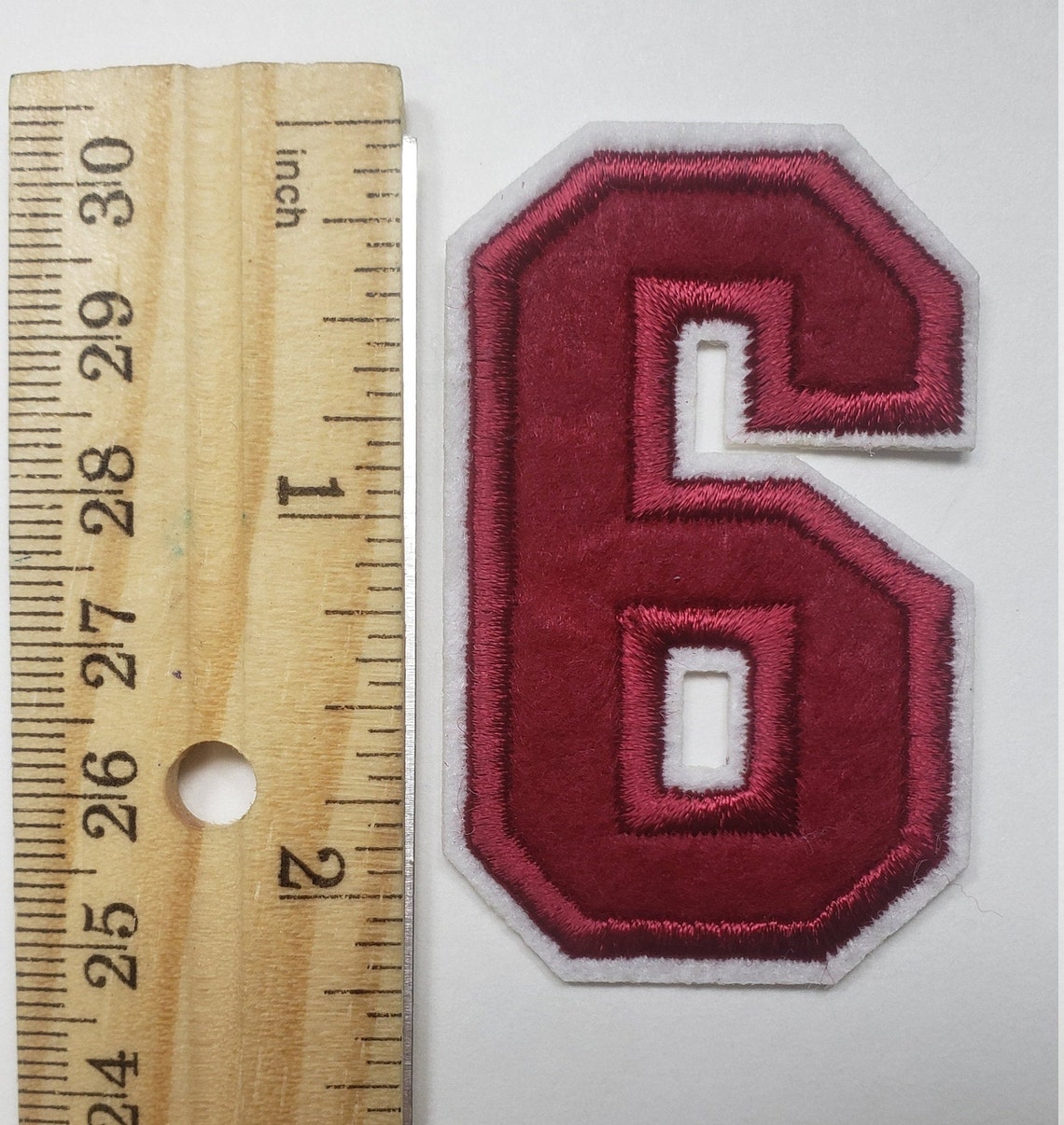 Dark Red & White Varsity Letters / Numbers Embroidery Patch | Etsy