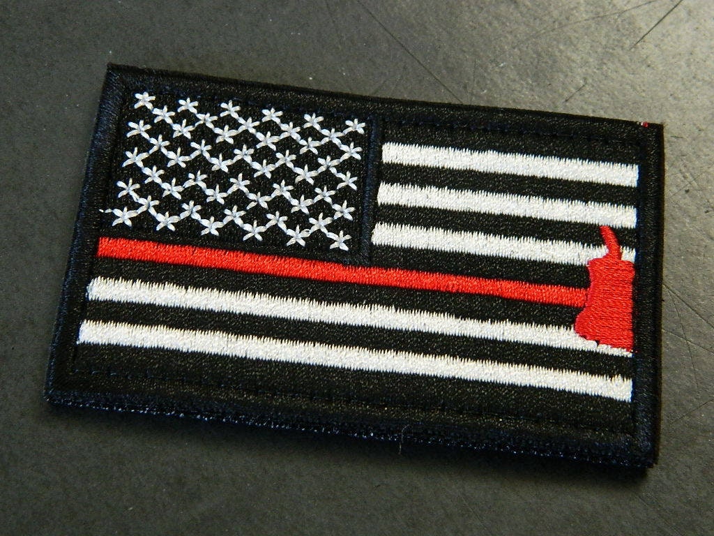 Black White & Red Firefighters Ax Flag Patch Firemen Civil | Etsy