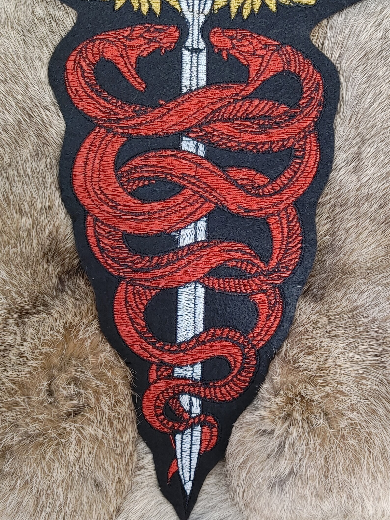 Large Hermes Caduceus Iron-on Embroidered Patch Stylized - Etsy