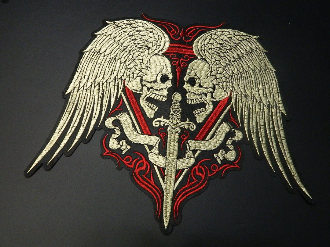 Viking Valkyrie Embroidered Patch – Winged Skulls, Biker Jacket Iron-on - Etsy
