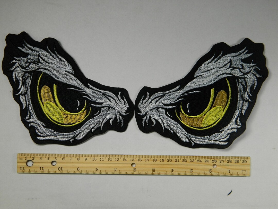 Large Set Furry Monster Eyes Iron-on Embroidered Patch -yellow & White ...