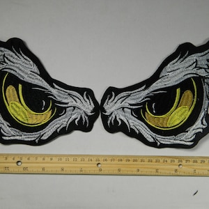 Large Set Furry Monster Eyes Iron-on Embroidered Patch -yellow & White ...
