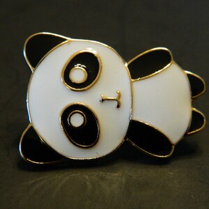 Cute Cartoon Style Enamel Panda Lapel Pin - Black & White Enamel ...