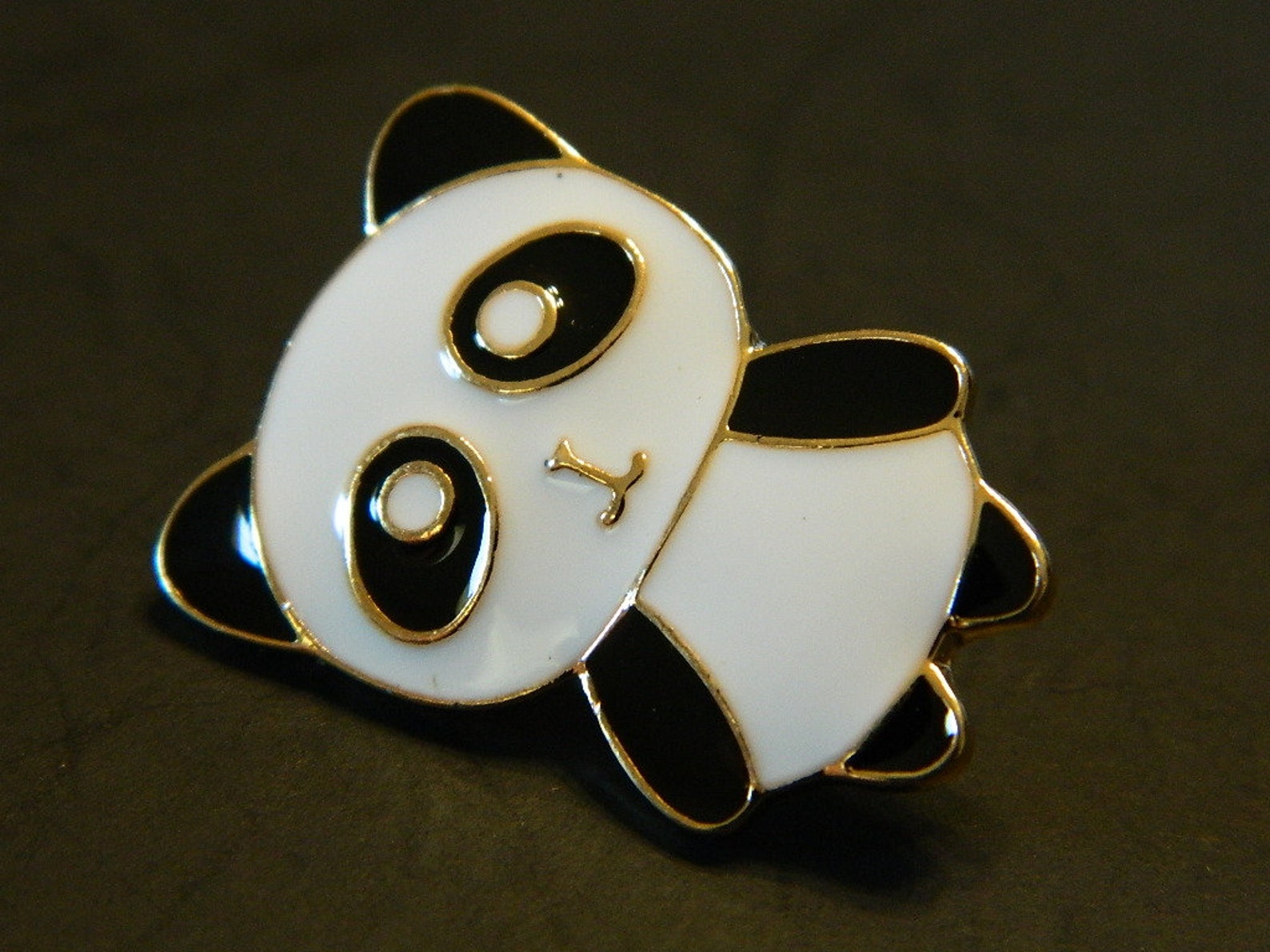 Cute Cartoon Style Enamel Panda Lapel Pin Black & White | Etsy