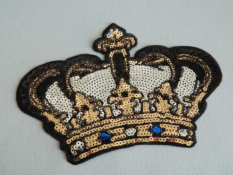 Huge Silver & Gold Shiny Sequin Crown Embroidery Patch - Etsy