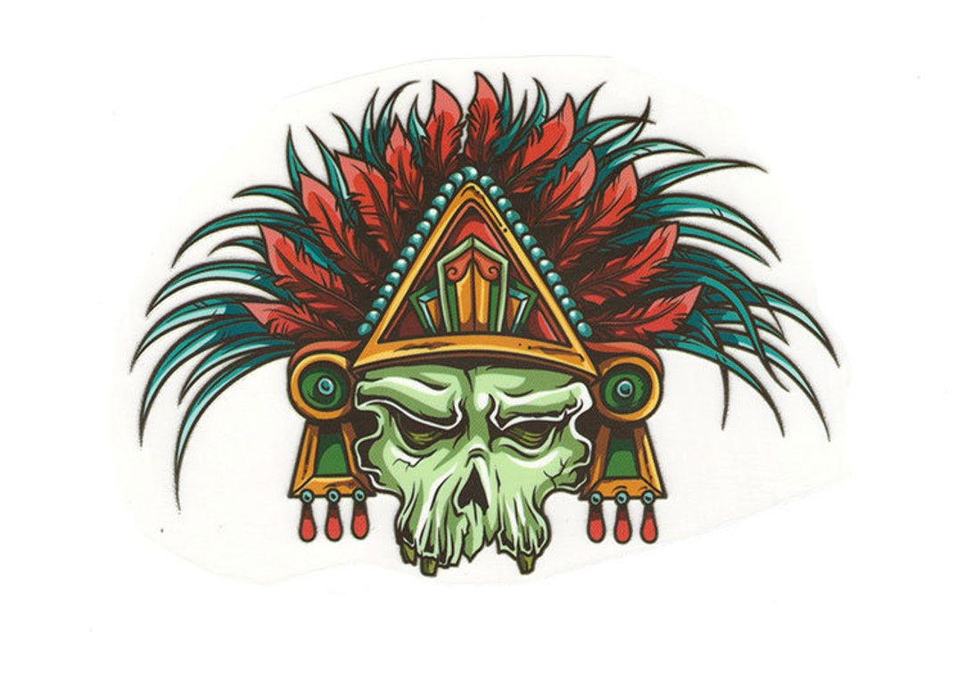 Aztec Skull Chieftain Iron on Patch – Mystic Mayan Transfer - Etsy