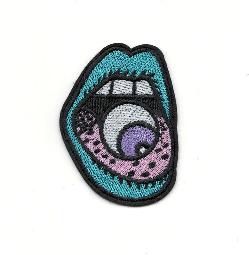 UFO Alien Stylized Mouth With Eyeball Embroidered Iron-on | Etsy