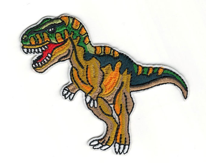 Colorful Kids T-rex Dinosaur Embroidered Iron-on Patch - Adhesive ...