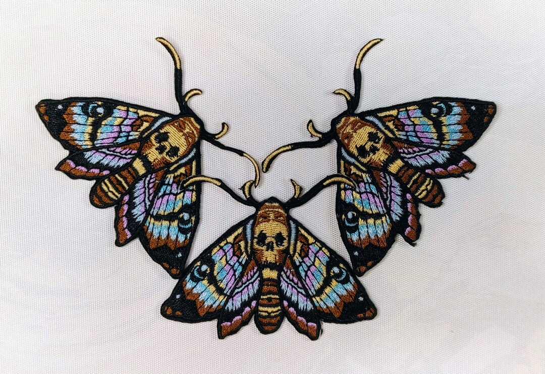 Deaths-head Hawkmoth Embroidery Patch Surreal Death Moth Butterfly ...