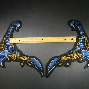 MASSIVE Set Twin Blue & Yellow Scorpions Iron on Embroidered Patches ...