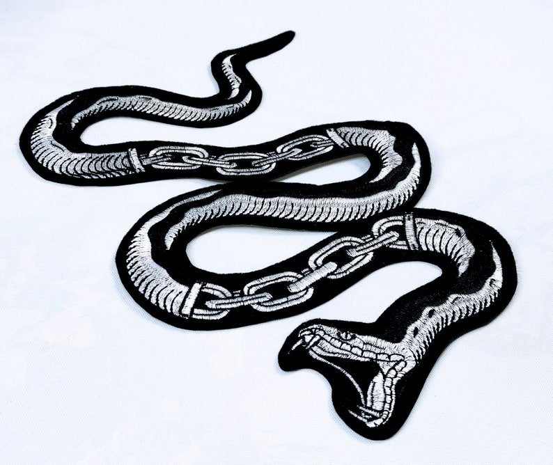 MASSIVE White Snake Iron-on Embroidered Patch Big Snake - Etsy