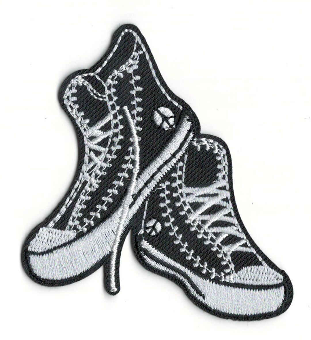 Black & White Punk Shoes Costume Flair Kid's Embroidery Patch - Classic ...