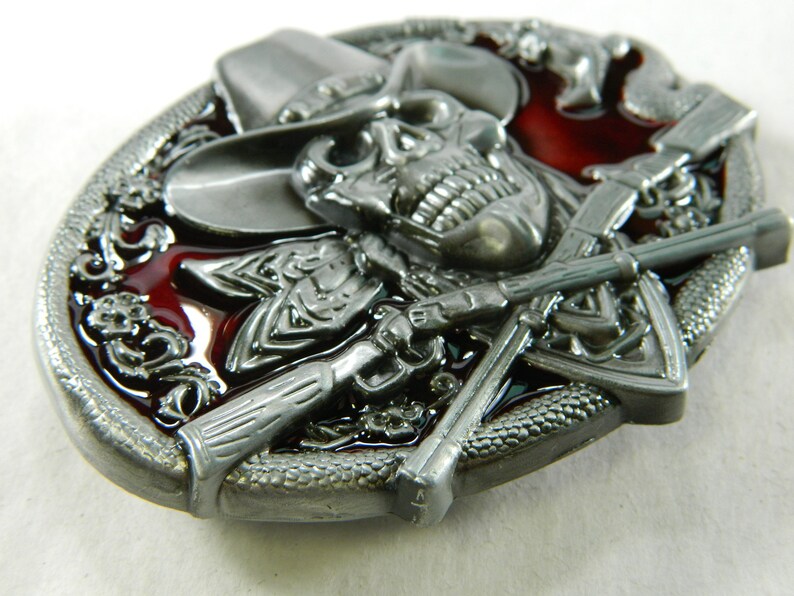 Cowboy Skull Red Pewter Belt Buckle Mens Specialty Cowboy - Etsy