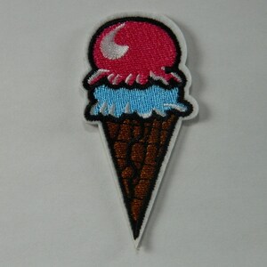 Small Pink & Ice Cream Cone Embroidery Patch Sweet Treat Ice Cream Cone ...