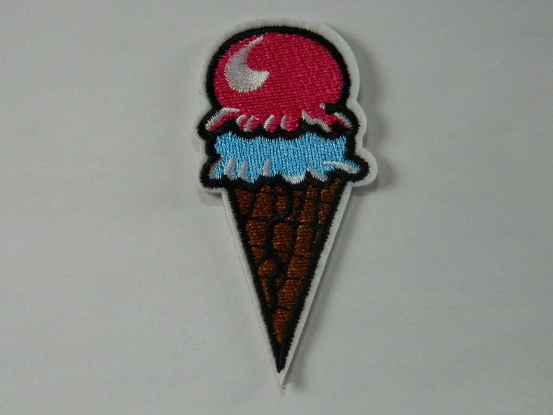 Small Pink & Ice Cream Cone Embroidery Patch Sweet Treat Ice | Etsy