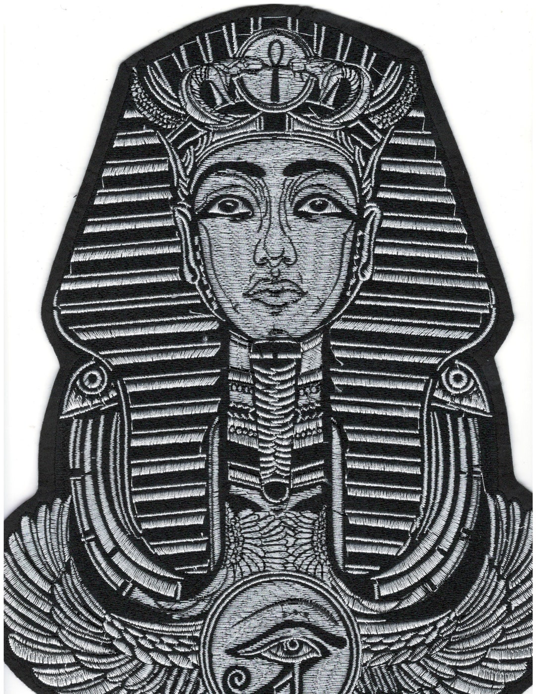 Large Silver Egyptian Pharaoh Iron on Patch - Egyptian Pharaoh King Tut ...