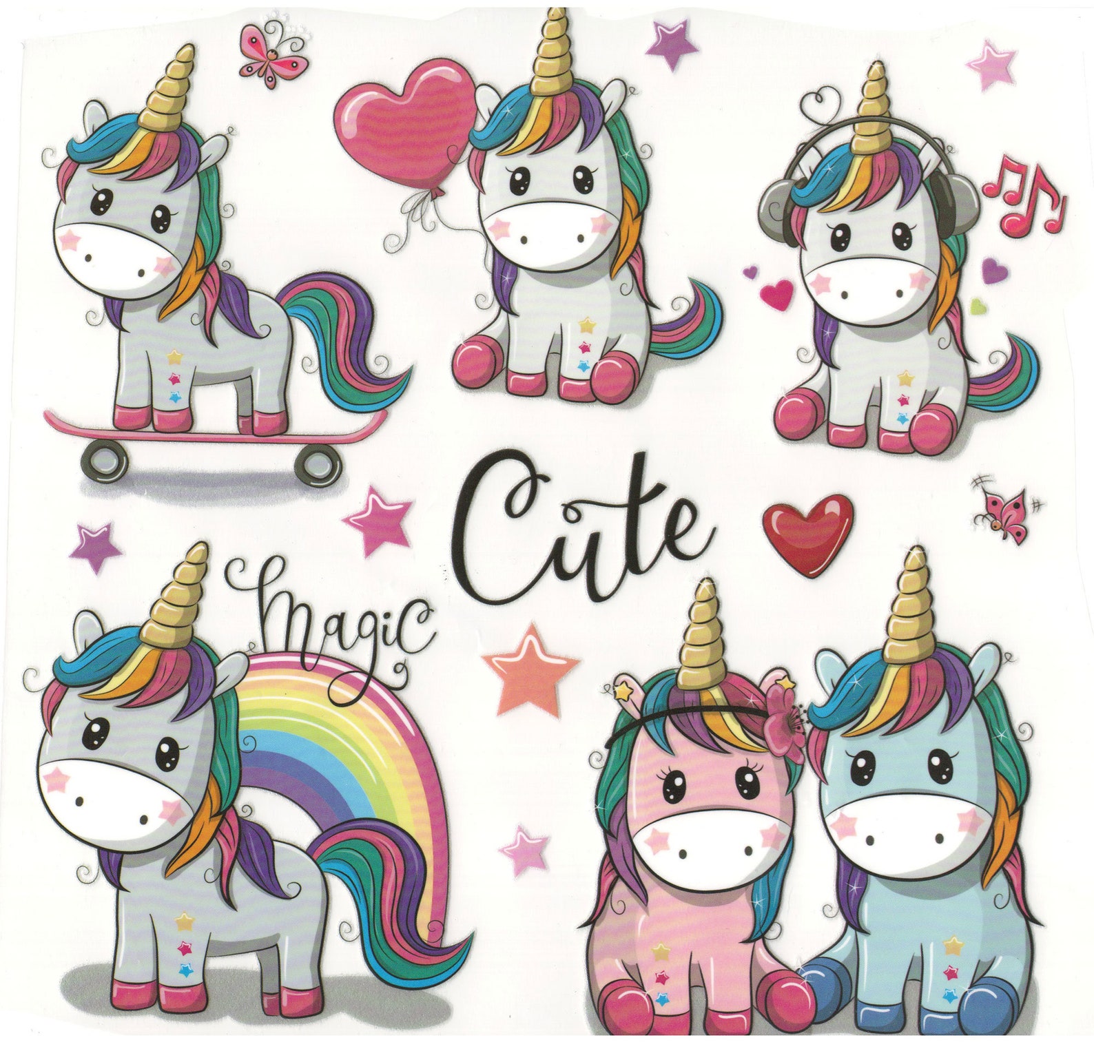 Kids Cute Unicorns Friend Multi Pack Iron on Transfer Sticker - Etsy