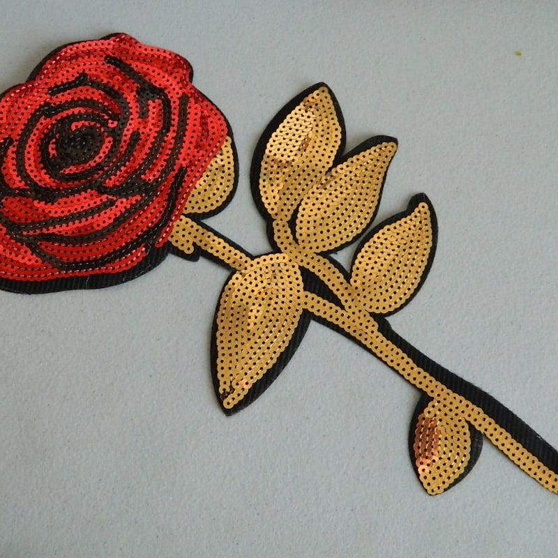 Rose Sequin Embroidery Patch - Etsy