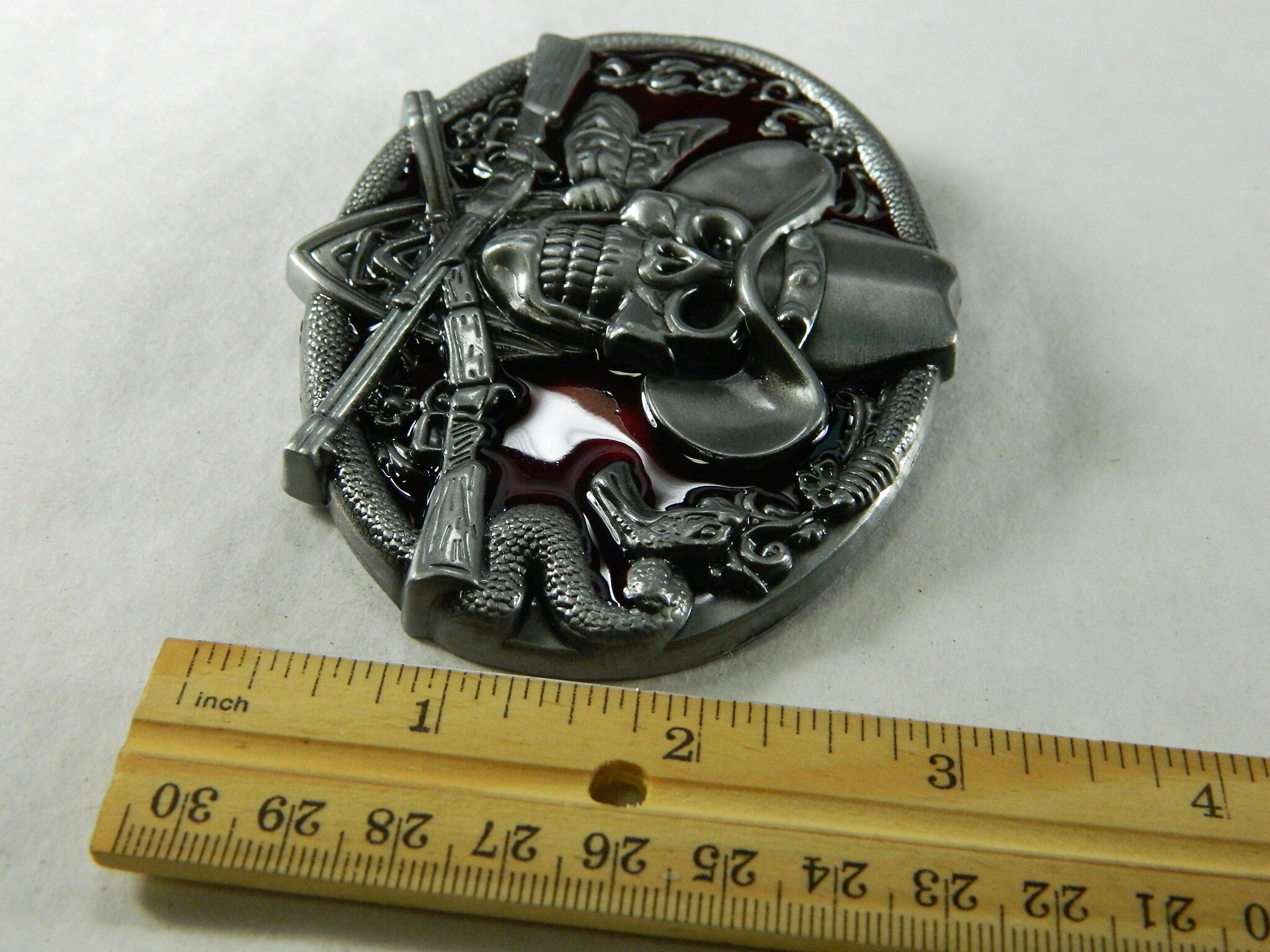 Cowboy Skull Red Pewter Belt Buckle Mens Specialty Cowboy - Etsy