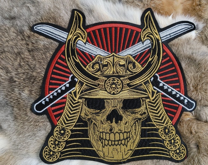Large Japanese Golden Samurai Iron-on Embroidered Patch - Big Colorful ...