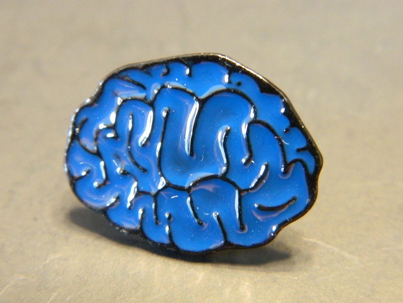 Small Braininess Brain Lapel Pin Black and Blue Brains - Etsy