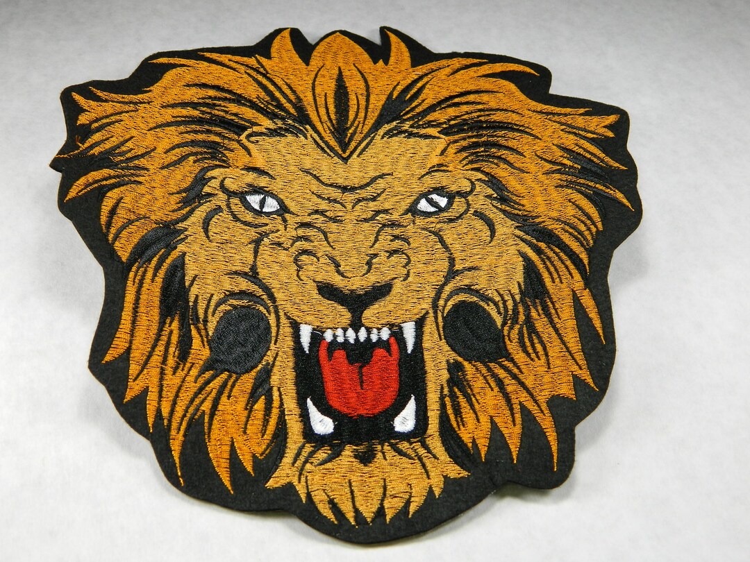 Large Vintage Styled Male Lion Head Iron-on Embroidered Patch - Big ...