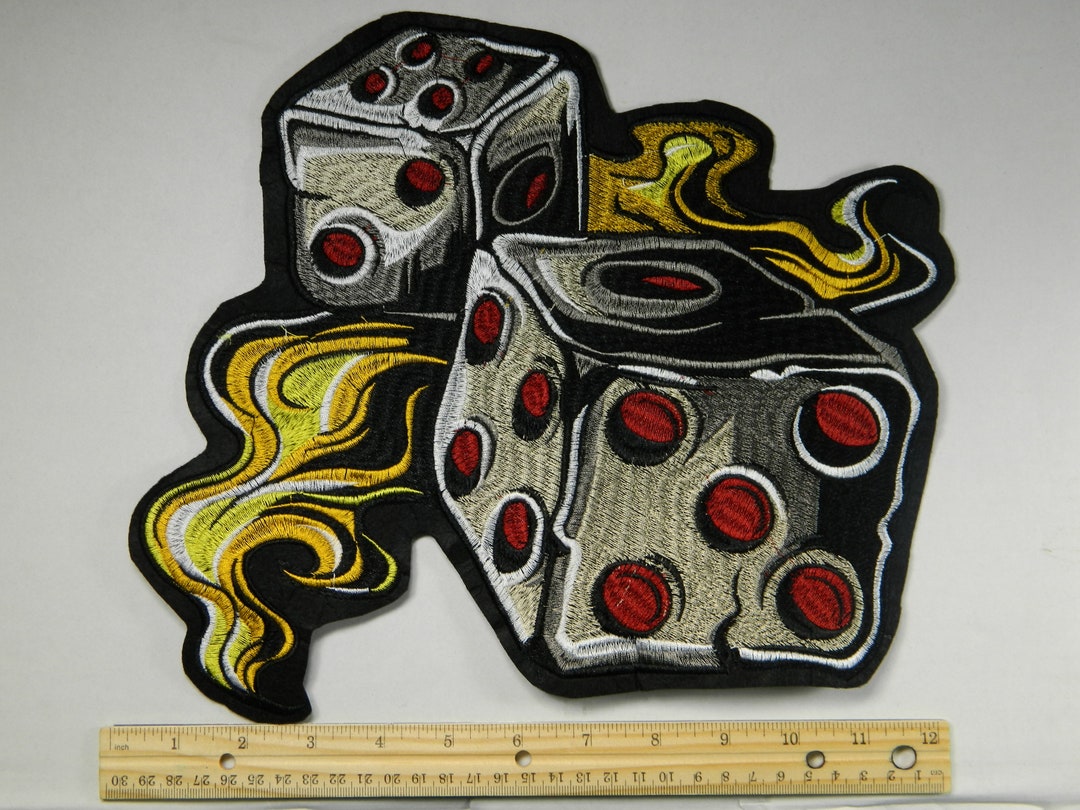 Large Gamblers Dice Set Iron-on Embroidered Patch - Big Pair of Thrown ...