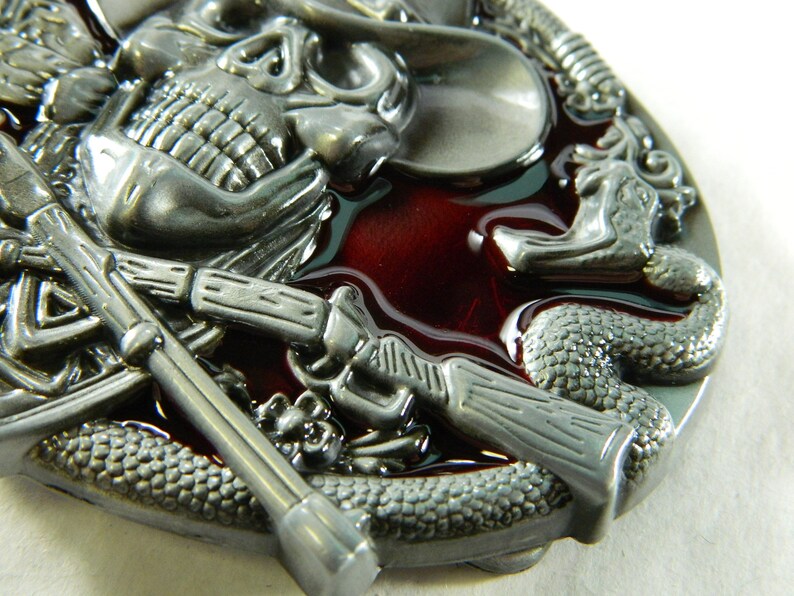 Cowboy Skull Red Pewter Belt Buckle Mens Specialty Cowboy | Etsy