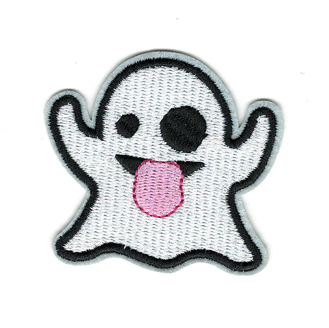 2.25" White and Black Ghost Going Boo Iron on Embroidered Patch ...