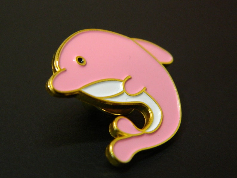 Cute Pink Dolphin Enamel Lapel Pin Kids Smiling Pink Dolphin | Etsy